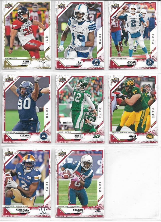 CLEYON LAING TORONTO ARGONAUTS ARGOS 2019 UD CFL FOOTBALL RED /150 #153 ...