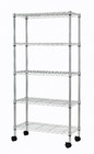 HSS 14"Dx30"Wx62"H, 5 Shelf Wire Shelving Rack with Casters, Chrome ...