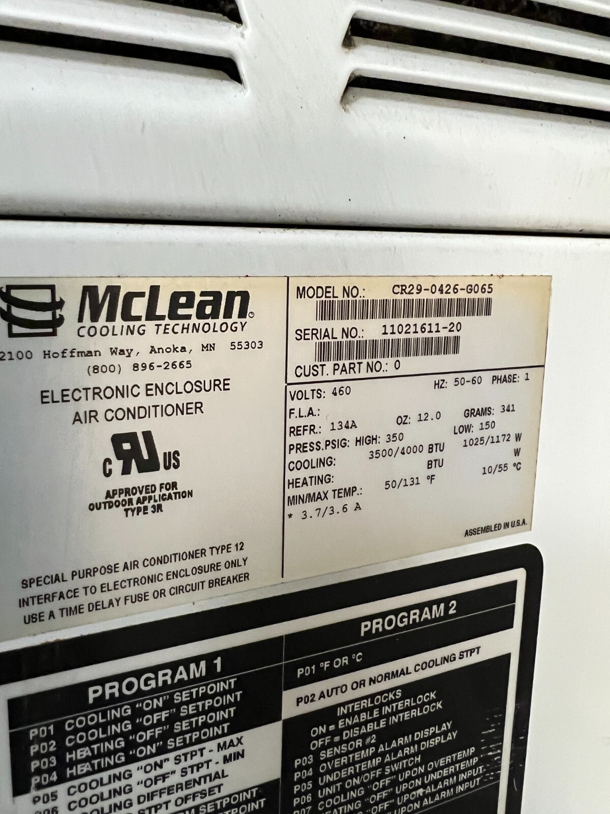 McLean #CR29-0426-G065 Air Conditioner 1 Phase 50/60 Hz 460V | eBay