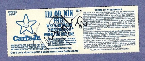 TERRY PORTER AUTO Hand Signed AUTOGRAPH Game Ticket Blazers vs Kings 12 ...