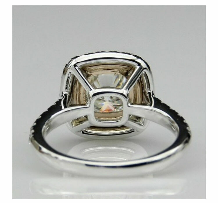 935 Argentium Silver White Fancy Cushion Cut Halo Style Engagement Ring ...