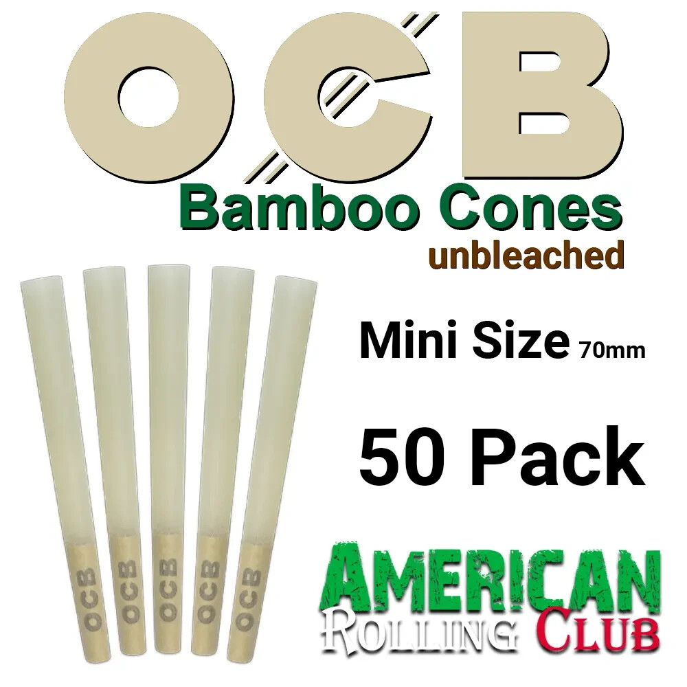 OCB Bamboo Mini Size 70mm Cones ~ 50 Pack ~ Crush Prof Box | eBay
