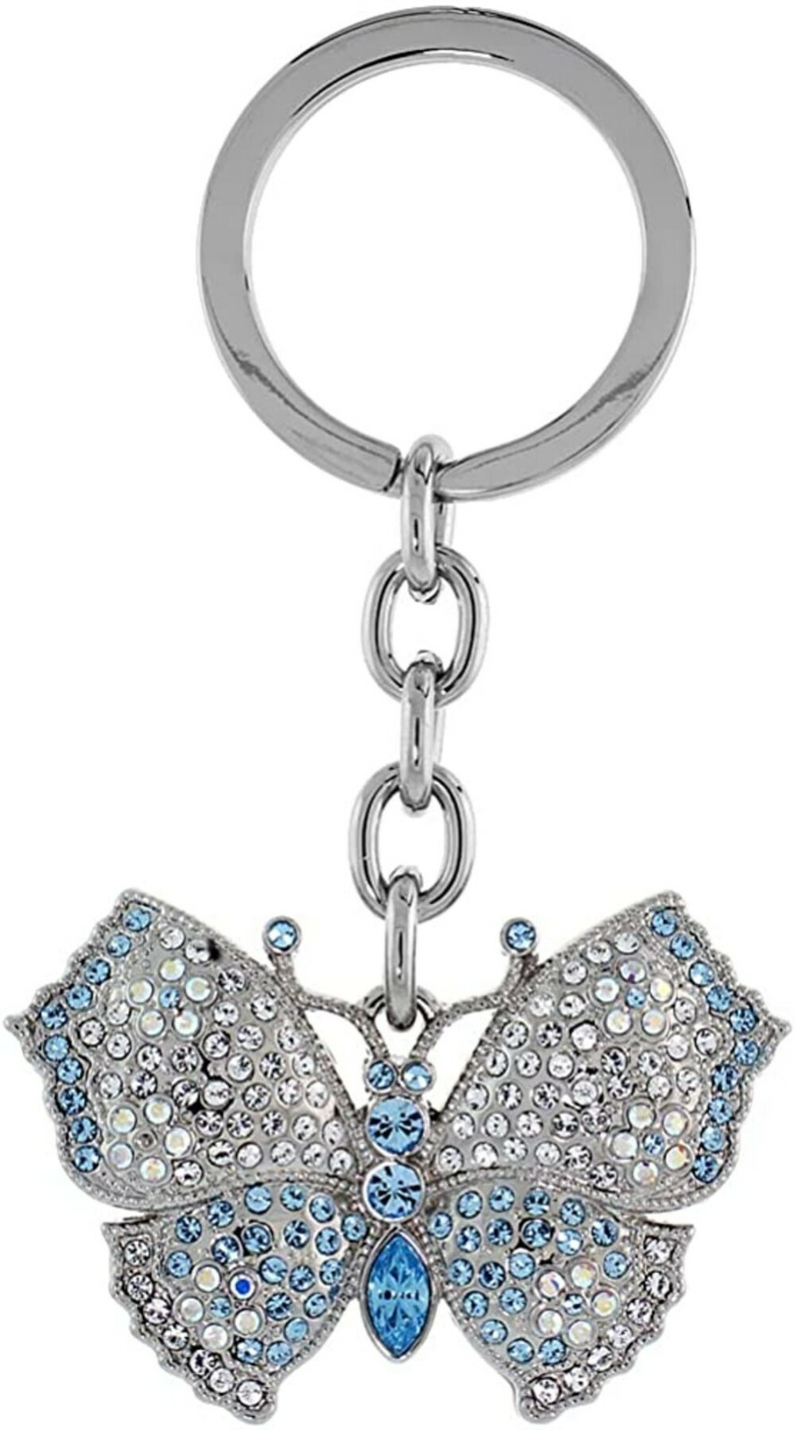 Jeweled Large Butterfly Key Chain Crystal Key Ring 3 1/2 inches long ...
