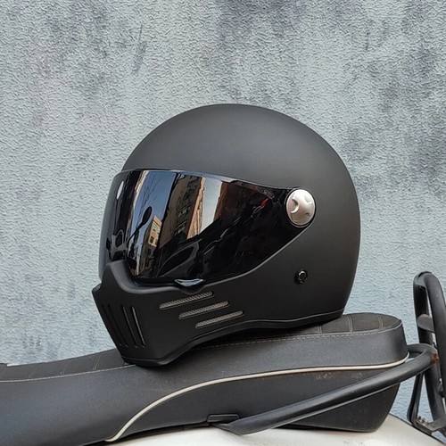 Retro Motorcycle Helmet Light Cruiser Full Face Motorbike Helmet DOT ...