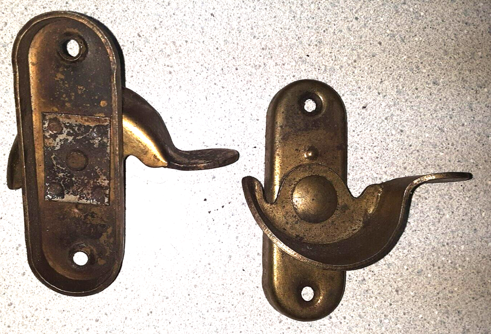 Two (2) Vintage Larger, Heavy Duty Brass Plated Window Sash Lock, No ...