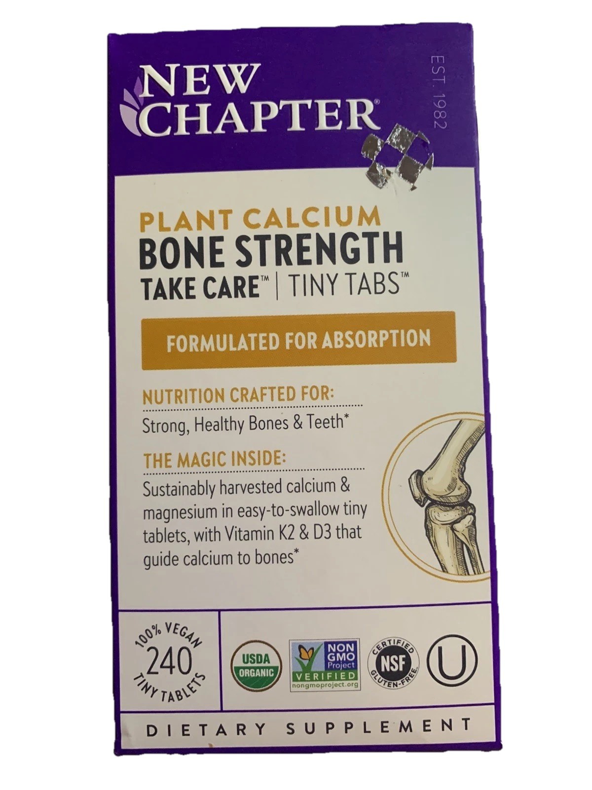 NEW CHAPTER (240) PLANT CALCIUM BONE STRENGTH TAKE CARE TINY TABS EXP 3 ...
