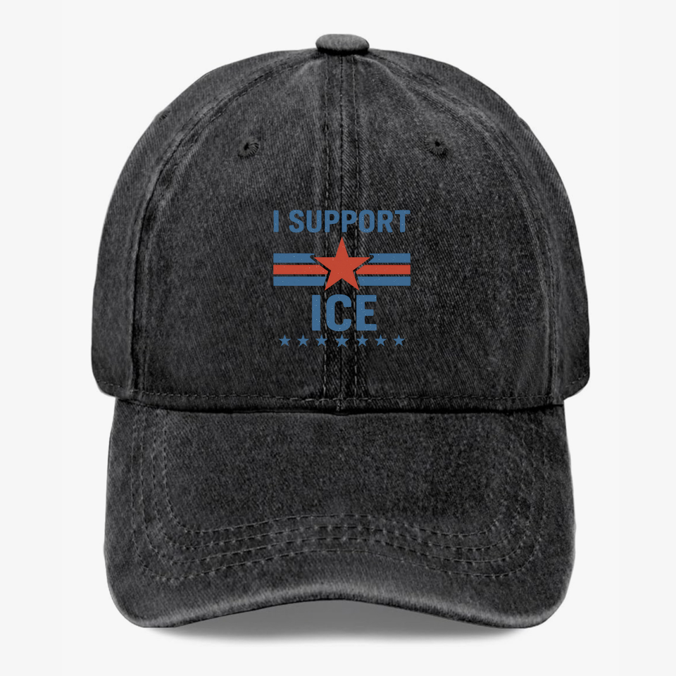 I Support ICE Hat Patriotic Star USA Flag Baseball Cap Dad Hat Unisex ...