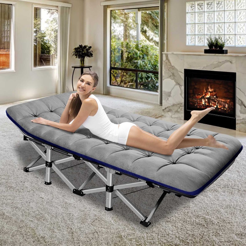 Portable Folding Camping Cots Hiking Sleeping Bed W/2-side Mattress ...