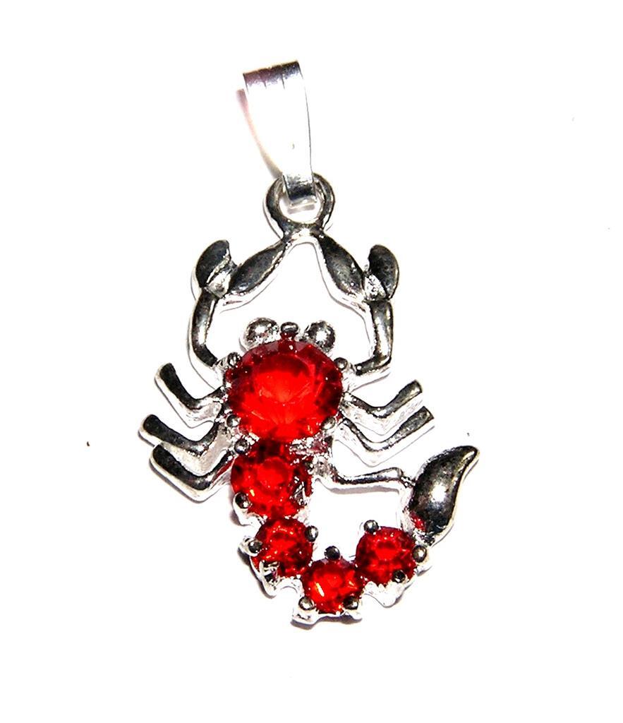 PENDANT/NECKLACE Small Bail Bright Red Rhinestones Scorpio Zodiac ...