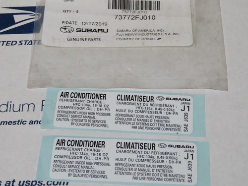 SUBARU OEM Label-AC A/C Sticker 73772FJ010 | eBay