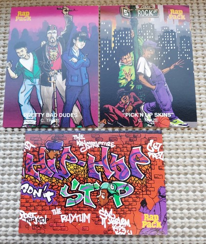 LOT OF 3 CARDS: 1991 Premier THE RAP PACK 1st Series SKETCH PRINTS ...