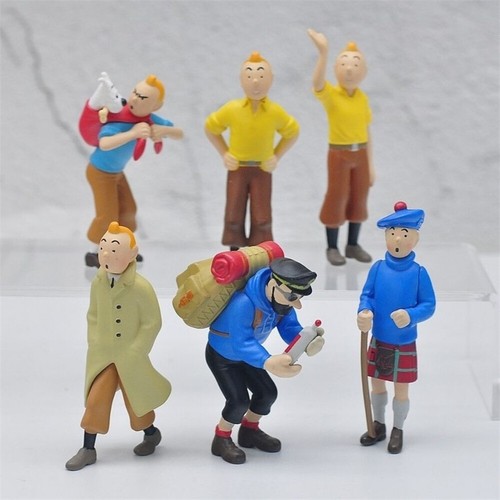 6pcs The Adventures of Tintin Snowy Captain Haddock Thompson Figure PVC ...