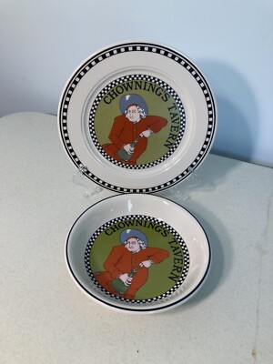 Homer Laughlin Williamsburg "CHOWNING'S TAVERN" 9" plate/7" soup bowl ...