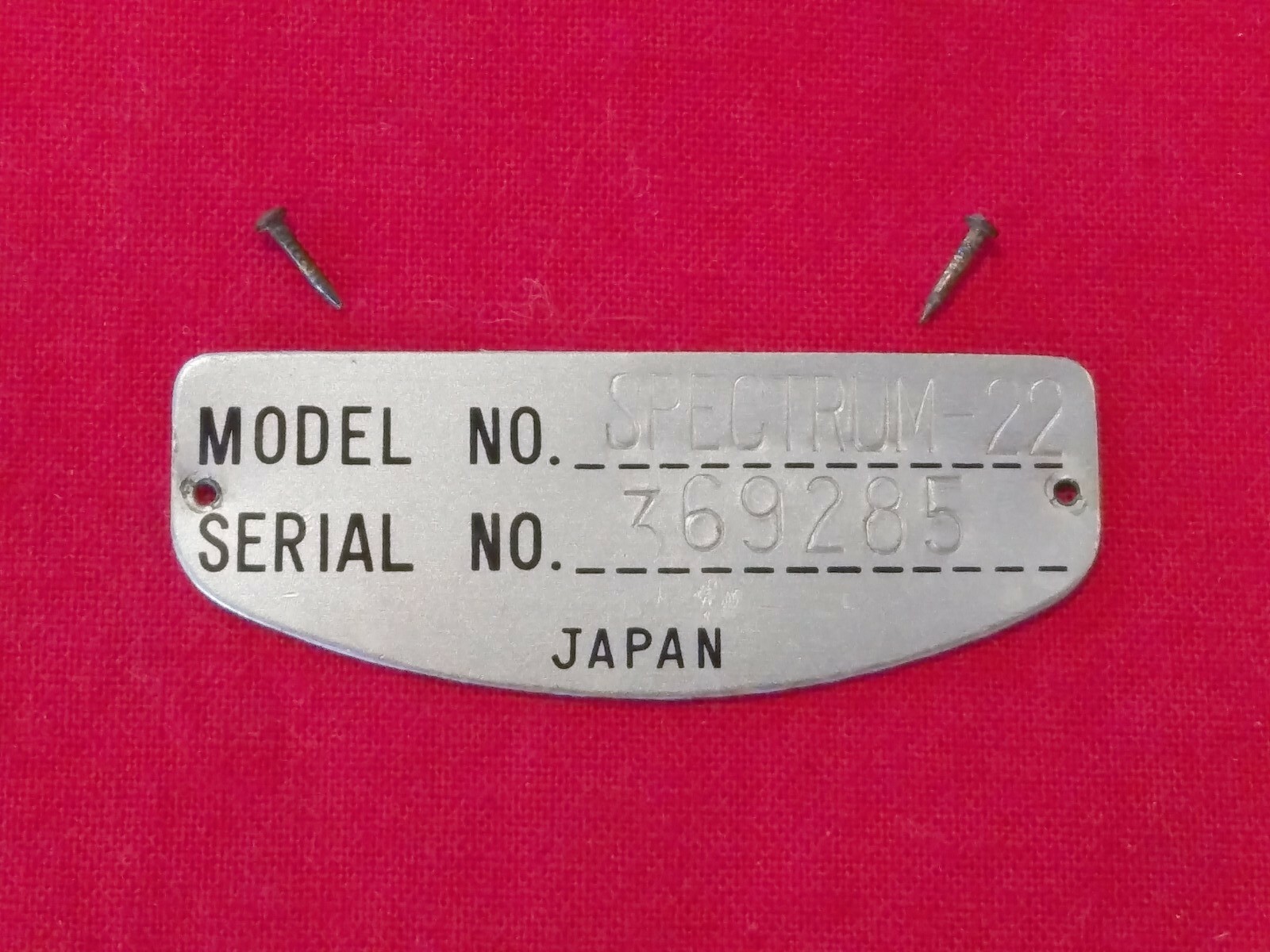 Vintage Teisco SPECTRUM 22 Guitar Serial Number Badge Plate Japan | eBay
