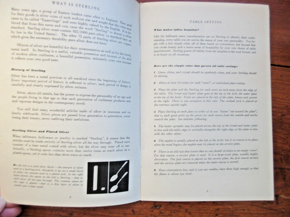 Vtg Towle Sterling Silver Handbook 16 Page Table Setting Teacher ...
