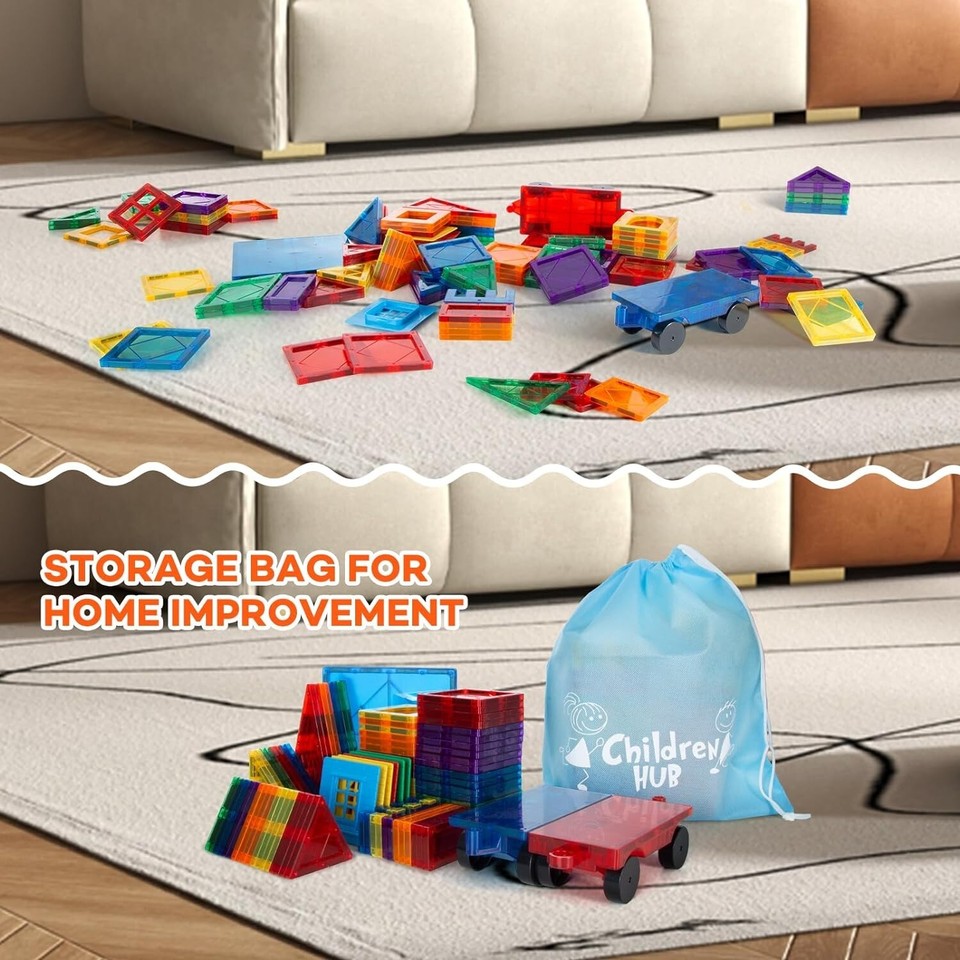 3D Set Magnet Toys Tiles Clear Colors Magnetic Building Toy Magnet ...