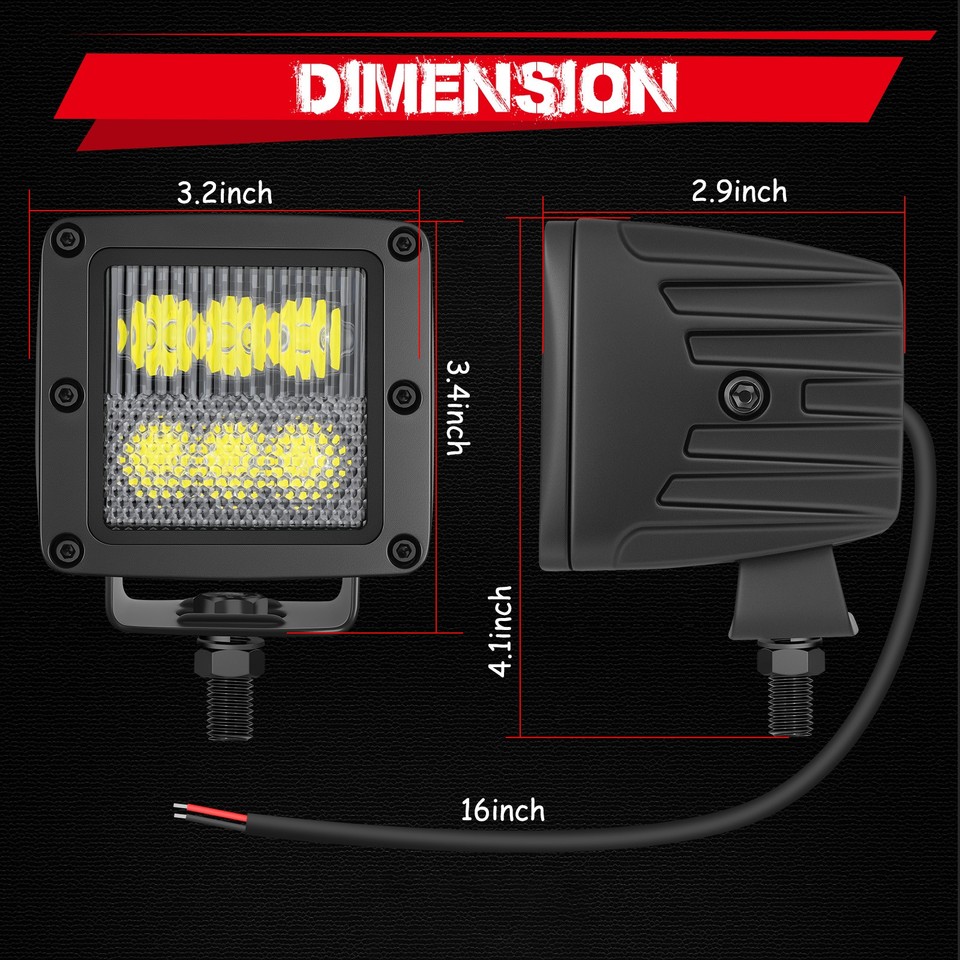 2X 3" 120W Cree LED Cube Pods Work Lights Spot Flood Combo Driving Off ...