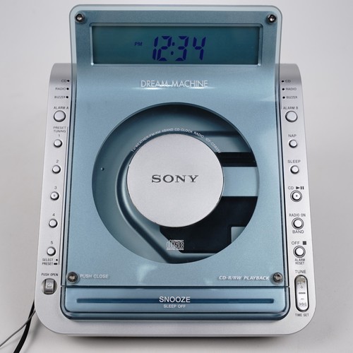 Sony Dream Machine ICF-CD855V Blue/Silver CD Alarm Clock Radio w ...