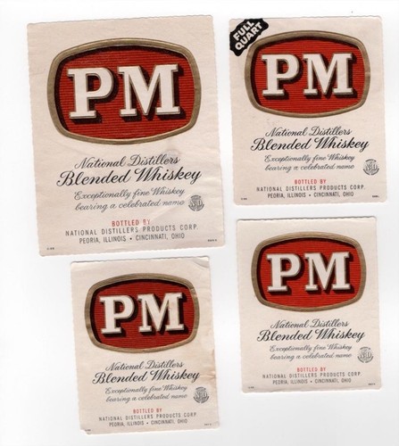 PM National Distillers Peoria IL Cincinnati OH 3 whiskey labels W59 | eBay