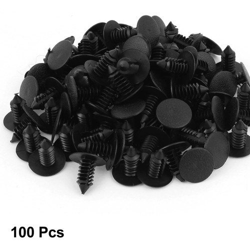 100PCS 9mm Hole Dia Plastic Rivets Fastener Push Clips Black for Car ...