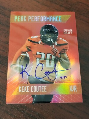 2018 SAGE HIT Peak Performance Auto Red Keke Coutee Texas Tech WR #'d 9 ...