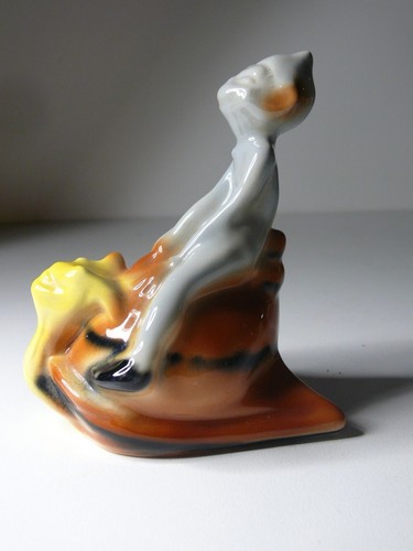 DIANA PIXIE ELF RIDING SNAIL FIGURINE STUDIO CERAMIC AUSTRALIAN POTTERY ...