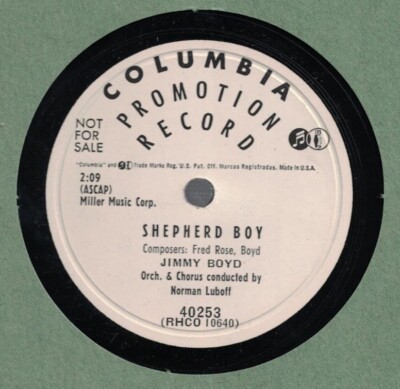 JIMMY BOYD SHEPHERD BOY & MA, I MISS YOUR APPLE PIE COLUMBIA 10" PROMO ...