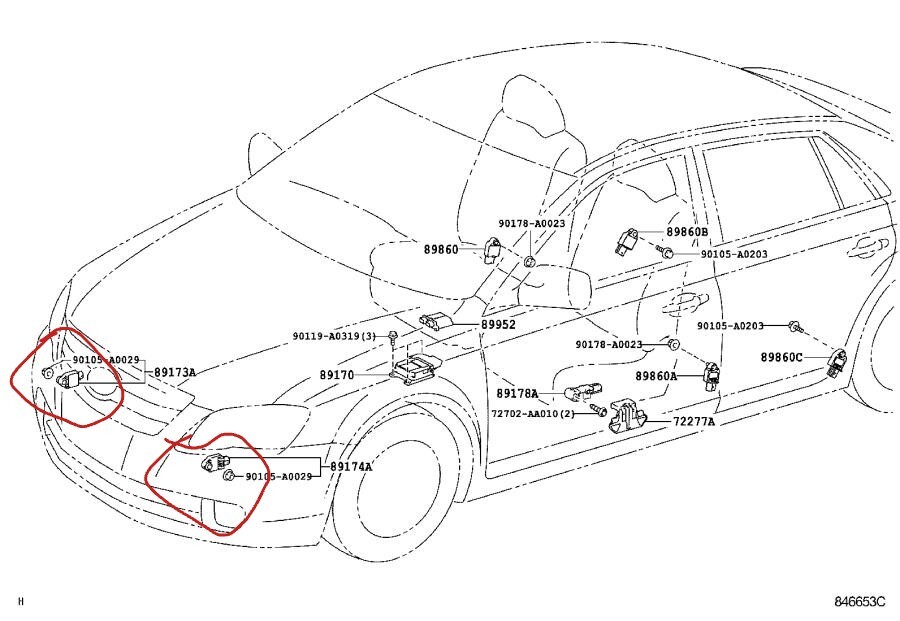 TOYOTA AVALON SCION RIGHT LEFT FRONT SRS CRASH SENSOR 89173-07010 2006 ...
