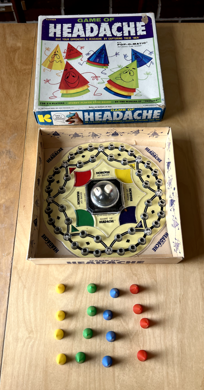 VINTAGE 1968 Game of Headache Board Game Gabriel Pop-O-Matic ...