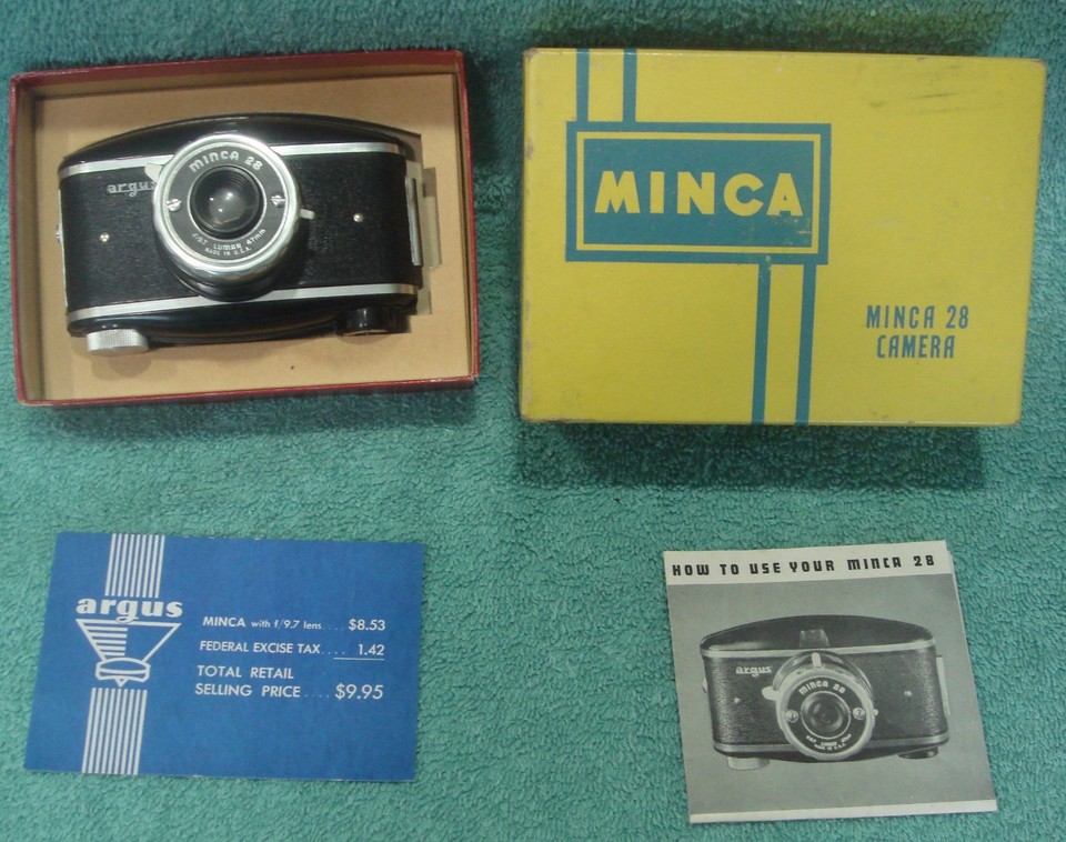 Argus Minica 28 Camera 1/2 Frame 828 Film. Box, Price Card, Instruction ...
