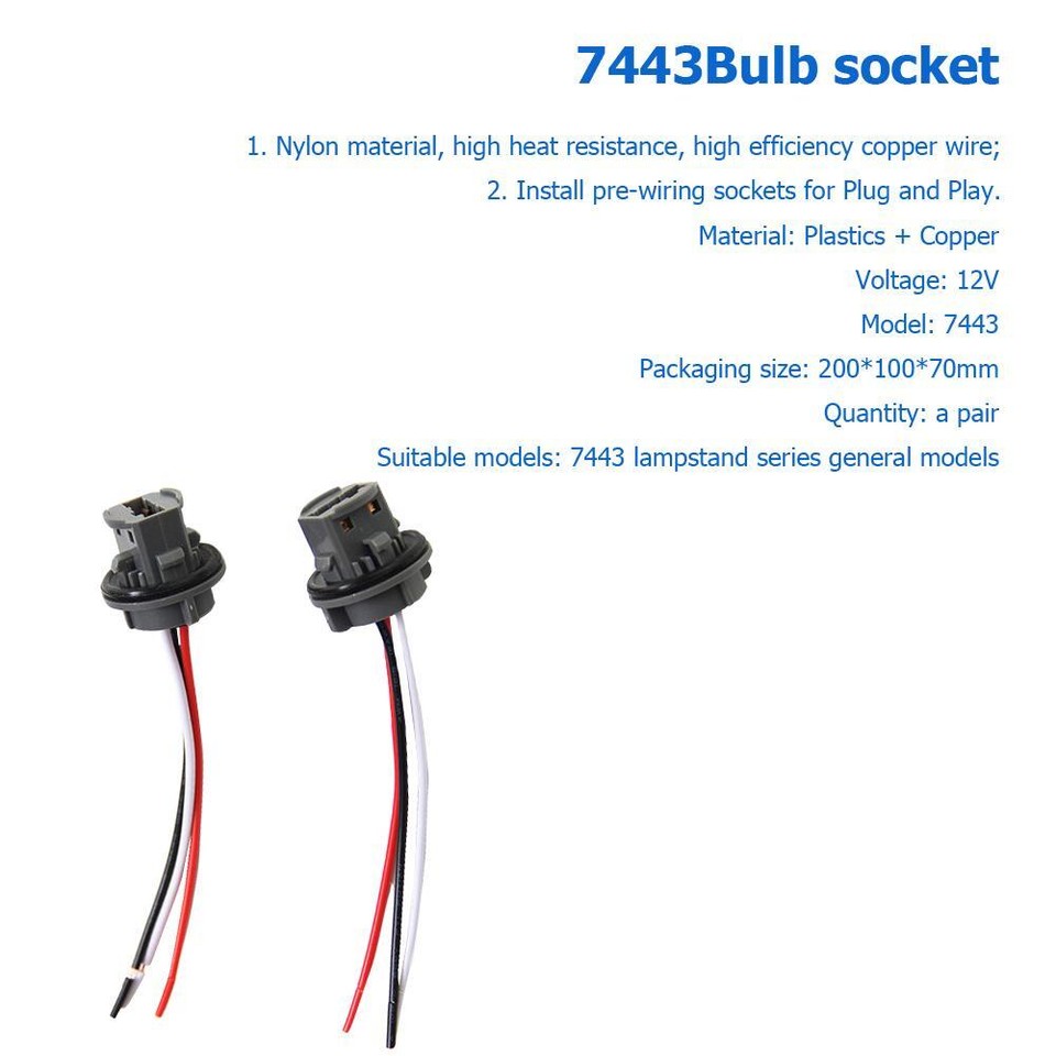 New 2pcs T20 7443 Car Bulb Lamp Socket Adapter Auto LED Light Plug ...