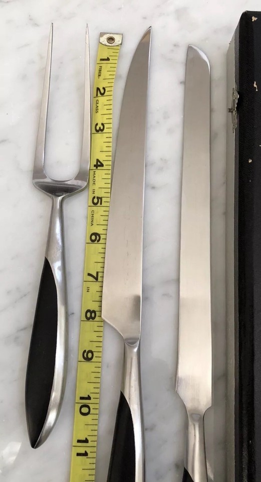 Contessa Stainless Carving Set Japan Black Bone Inlay Handle 2 Knives ...