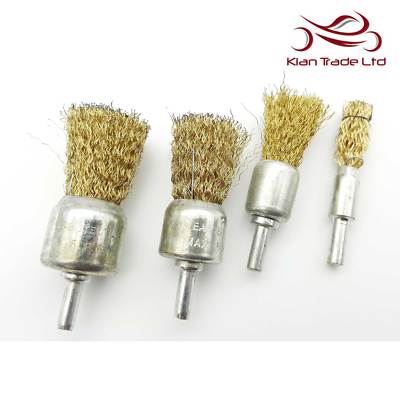 Long Wire Brush Drill Brass Plated Clean Corners 10mm 30mm Wirebrush ...