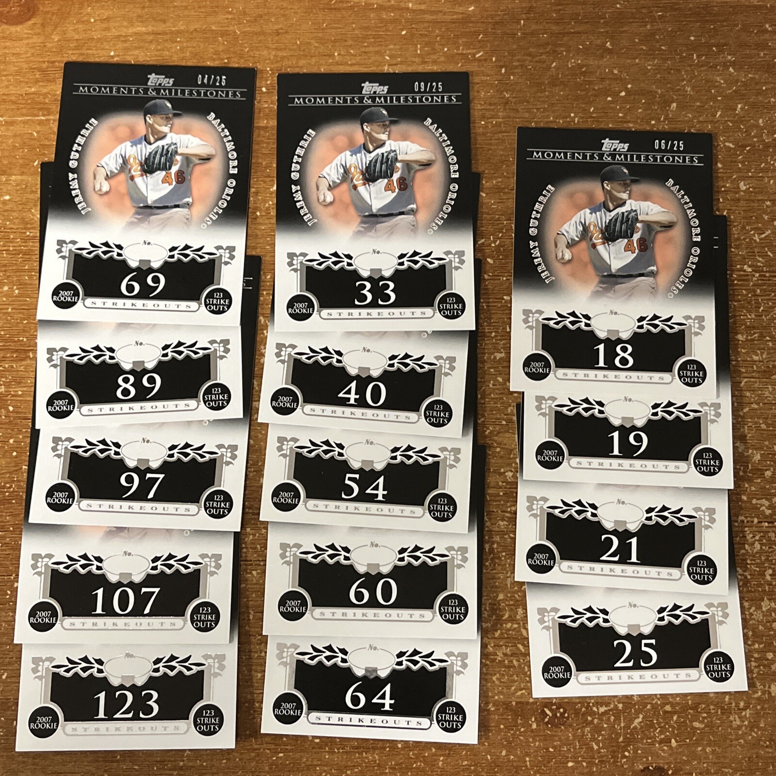 2008 (14) Topps Moments and Milestones Black Jeremy Guthrie Card # 109 ...