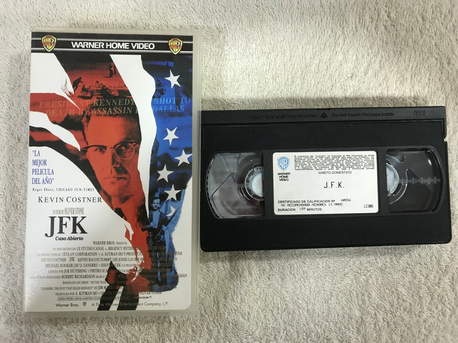 JFK Case Open VHS Tape Kevin Costner Warner Bros Tommy Lee Jones | eBay