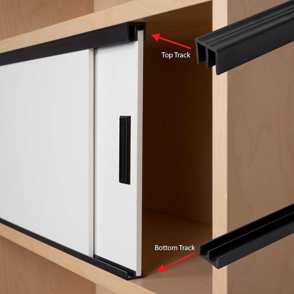 2 Pack Plastic Sliding Door Track Set for 1/4" Thick Panels Sliding ...