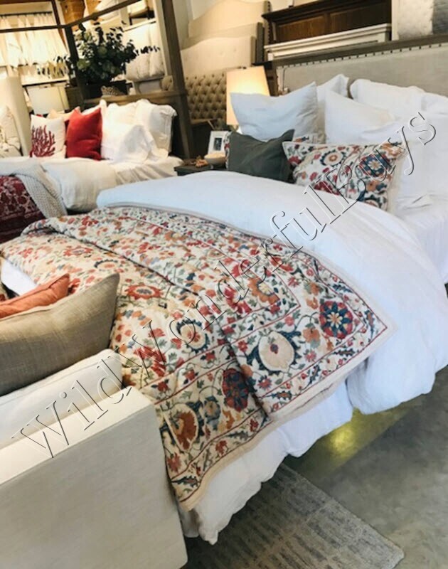 Pottery Barn Penelope Suzani Quilt Multi Queen 2 Standard Sham Applique ...