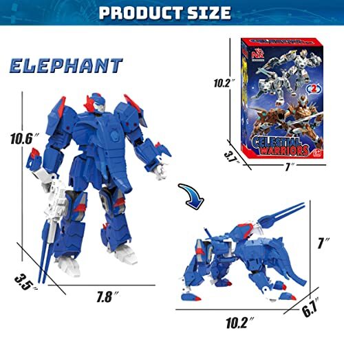 Animal Transforming Robot Toys Elephant Action Figure for Kids 10-in ...