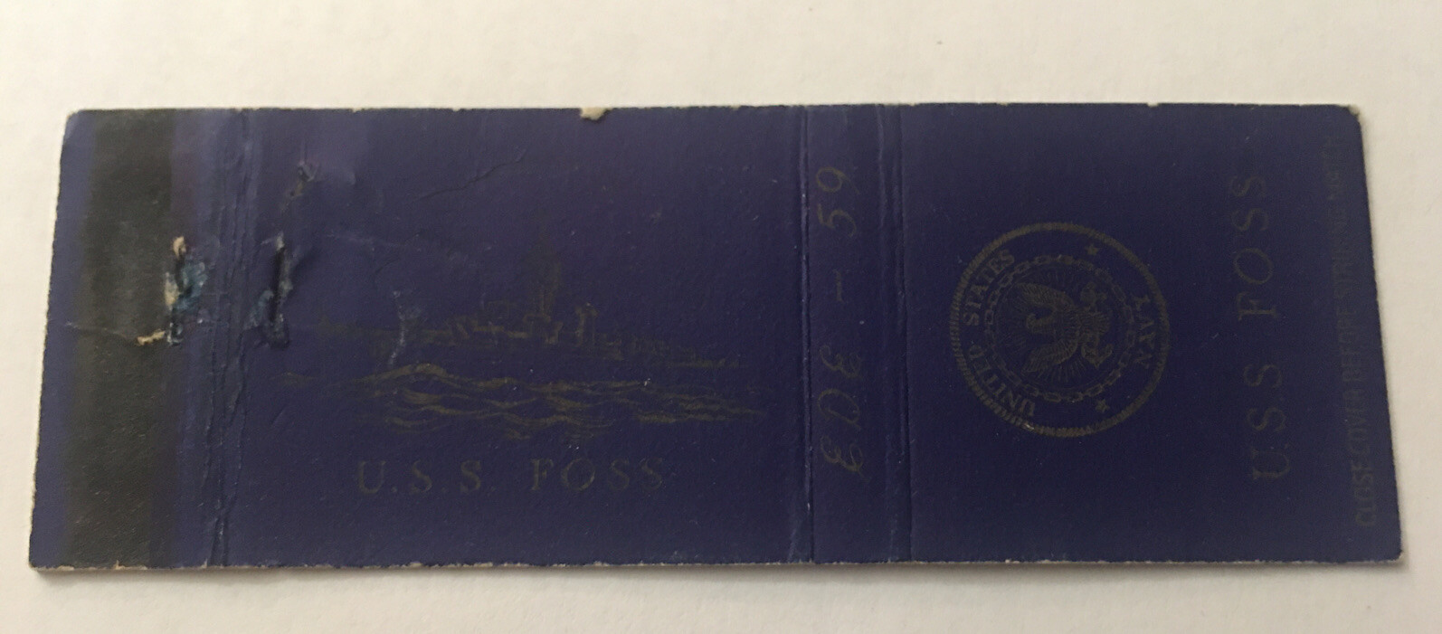 Vintage Matchbook Cover Matchcover US Military Navy Ship USS Foss | eBay