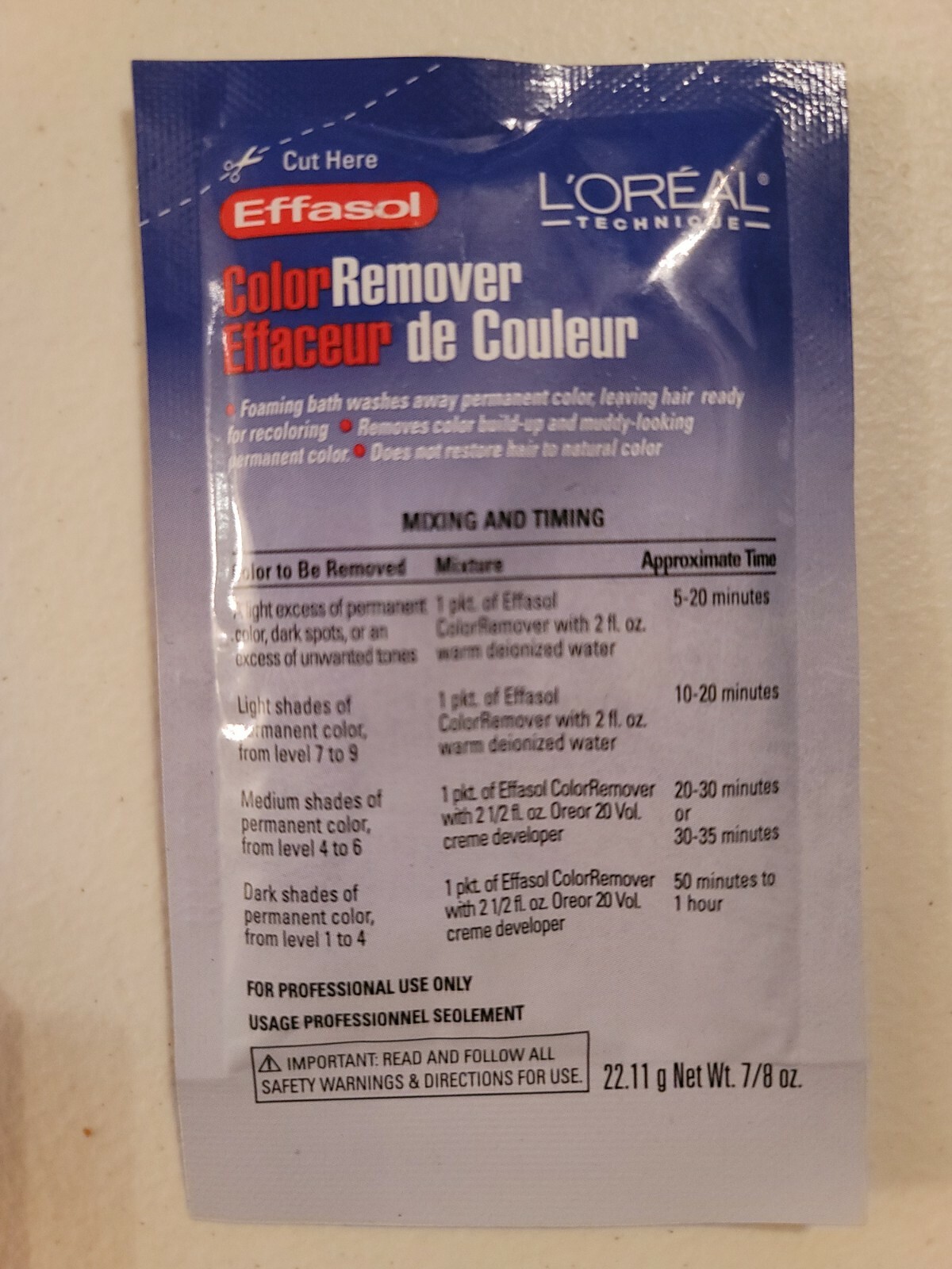 L'OREAL Effasol Hair Color Remover Wash Away Permanent Color 7/8 oz 6 ...