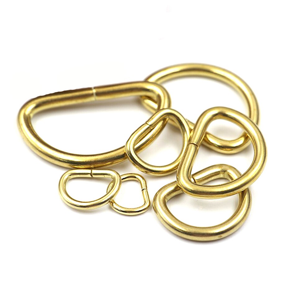 D-Ring Solid Brass Webbing Leather Hardware Craft Opening Weld Buckle ...