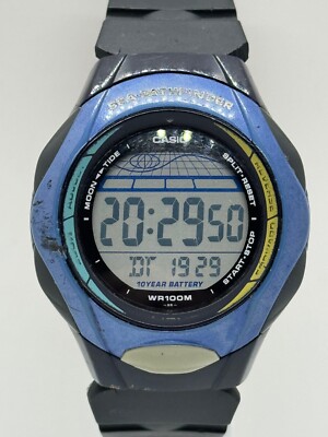 Casio SPS-300 Sea Pathfinder Wrist Watch Vintage WR 100m Moon Tide ...