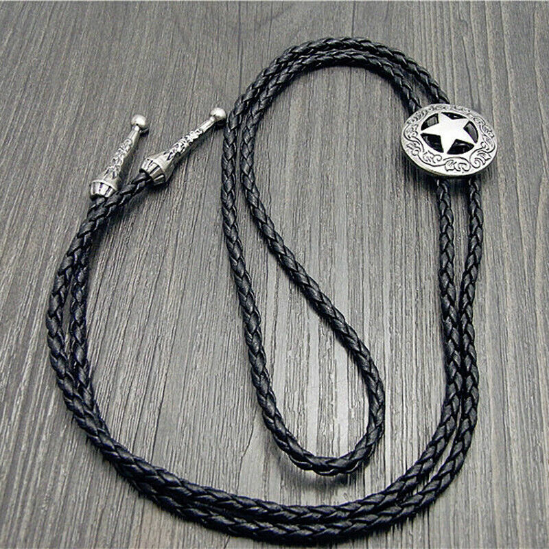 Western Cowboy Bolo Tie Black Stone Obsidian Rodeo Dance Necktie ...