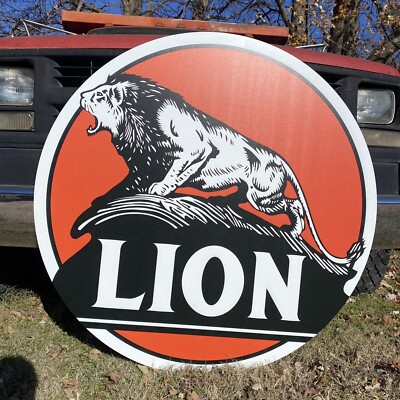 42in Lion On Rock Gas Oil Vintage Style Repop Sign | eBay