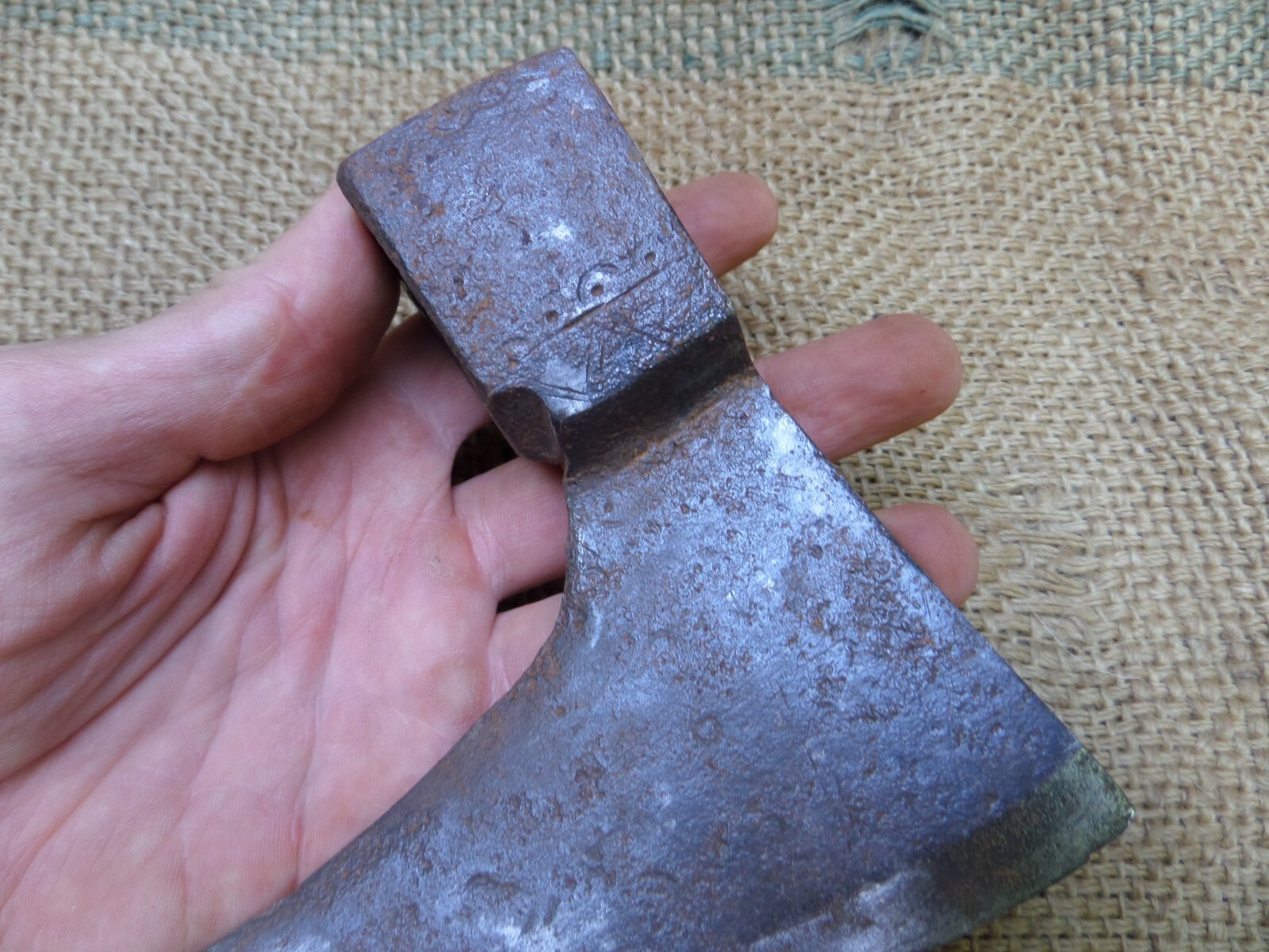 DECORATED COOPERS AXE HEAD ANTIQUE VINTAGE CARPENTERS SIDE HEWING HAND ...