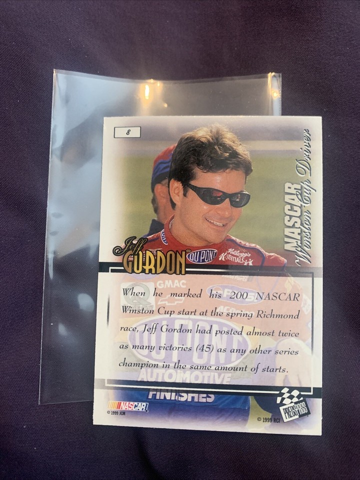 1999 RCI Press Pass VIP #8 Jeff Gordon Trading Card NASCAR Light Play ...
