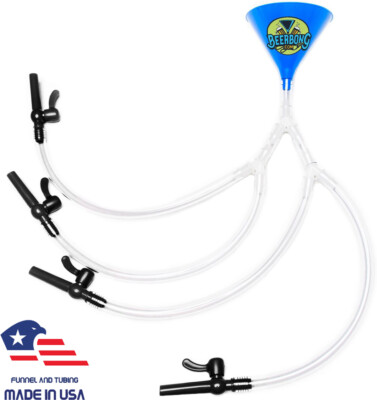 Large Quad Beer Bong Funnel | Four Person Funnel | Blue Funnel | Black ...
