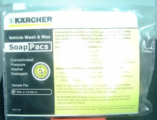 KARCHER VEHICLE WASH & WAX SOAP PACS SAMPLE PAC WITH 3 PACS ECO ...