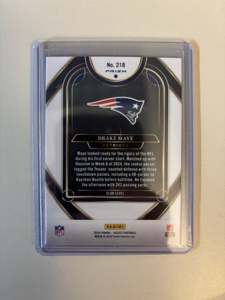 2024 Panini Select - Club Level Drake Maye #218 Red & Yellow Shock ...