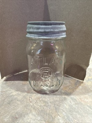 Atlas Pint Mason Canning Jar & A - Atlas Zinc Lid Vtg | eBay